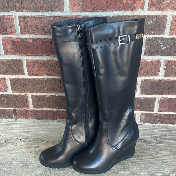 Ted&Muffy | Shoes | Duo Tedmuffy Black Leather Compton Wedge Fitted ...